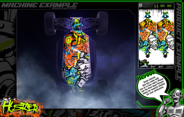 'Hustler' Themed Chassis Skin Fits Losi 8ight-XE XT XTE Elite Series - Darkside Studio Arts LLC.