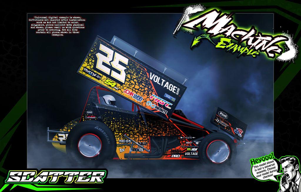 'Scatter' Customizable Graphics Wrap Skin Kit For Losi 22S Sprint Car ...