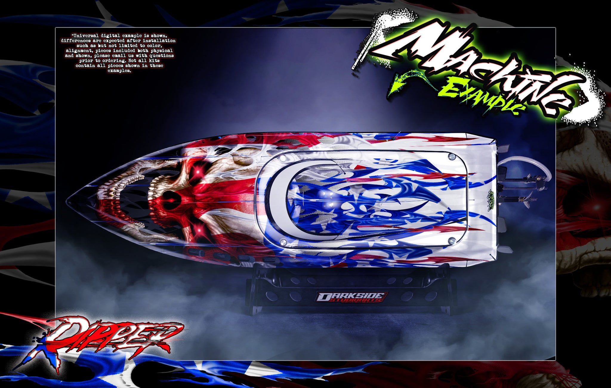 'Ripper' Themed Graphics Skin Kit Fits Pro Boat Jetstream Recoil Veles ...