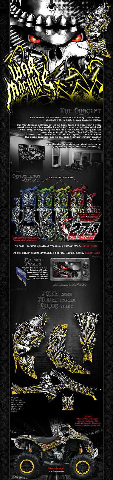 Graphics Kit For Can-Am Renegade Wrap Decals "War Machine" Sticker For ...