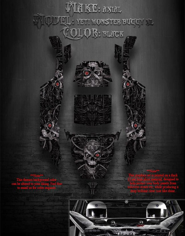 'Machinehead' Wrap Decal Skin Kit For Axial Yeti Monster Buggy 1/8 Bod ...