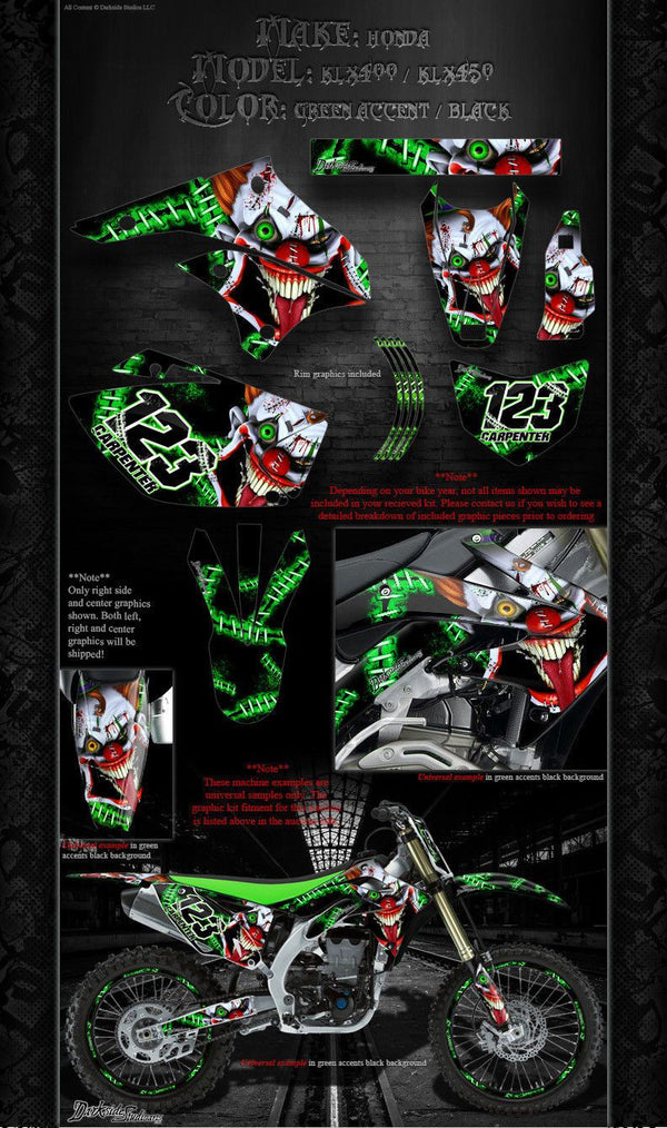 Graphics Kit For Kawasaki 2008-2012 Klx400 Klx450 "Stiff Upper Lip" Cl ...