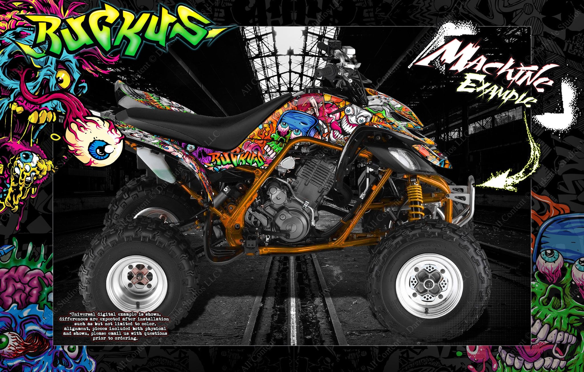 Graphics Kit For 'Ruckus' Wrap For Yamaha Raptor 660 Yfm660 Quad Decal ...