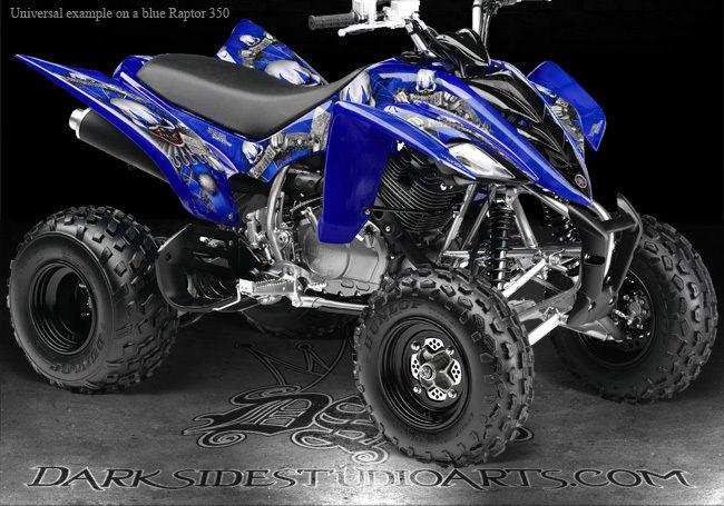 Graphics Kit For Yamaha Raptor 350 Designed For Blue Plastics "The Fre ...