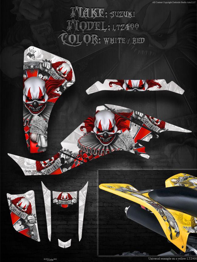 Graphics Kit For Suzuki 03-08 Ltz400 White With Red Accents "The Freak ...